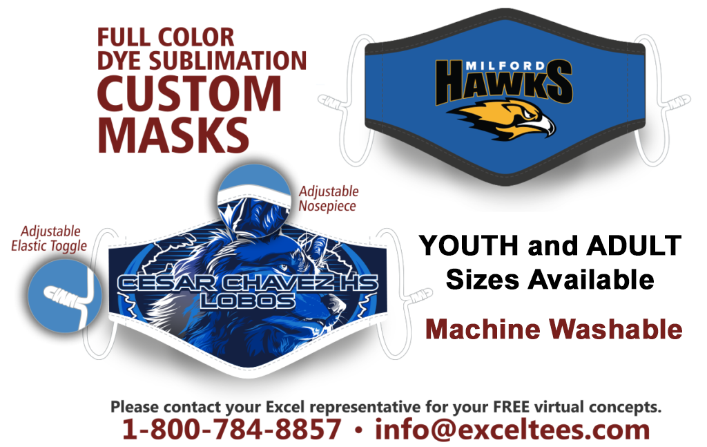 Custom Designed Face Masks by Excel Sportswear, Pittsburgh, PA